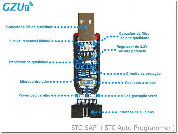 Comprar Gzut Gravador Programador USB Microcontrolador STC ICSP 8051 ...
